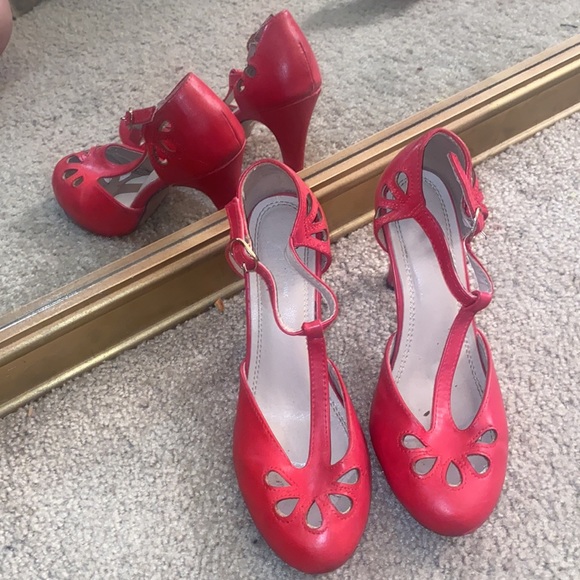 Shoes | Vintage Red Heels Size 65 | Poshmark